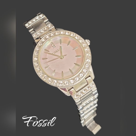 Fossil | Accessories | Fossil Mother Of Pearl Pink And Silver Watch ...
